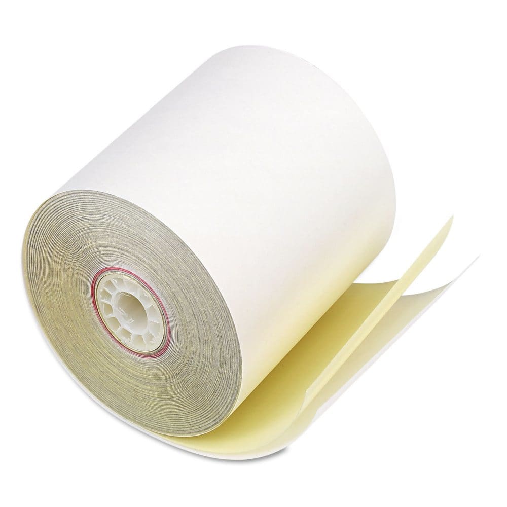 Iconex Impact Printing Carbonless Paper Rolls, 3" x 90 ft, White/Canary ...