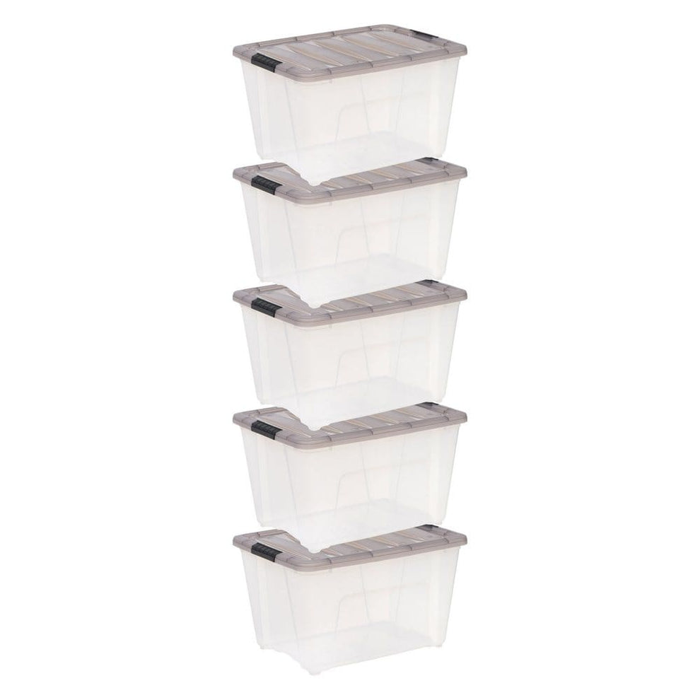 IRIS USA 53-Quart Stack & Pull Clear Plastic Storage Box, Gray (Set of ...