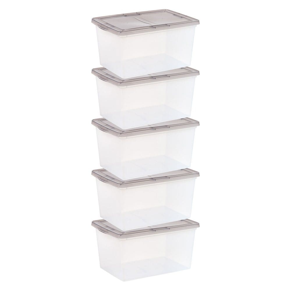 IRIS USA 58-Quart Snap Top Plastic Storage Box, Clear with Gray Lid ...