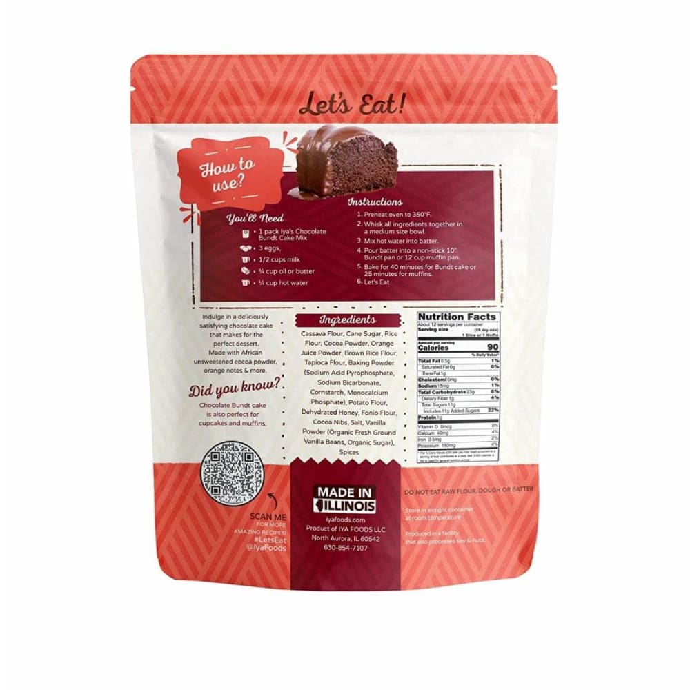 IYA FOODS: Chocolate Orange Bundt Cake Mix, 12 oz (Case of 3) | ShelHealth