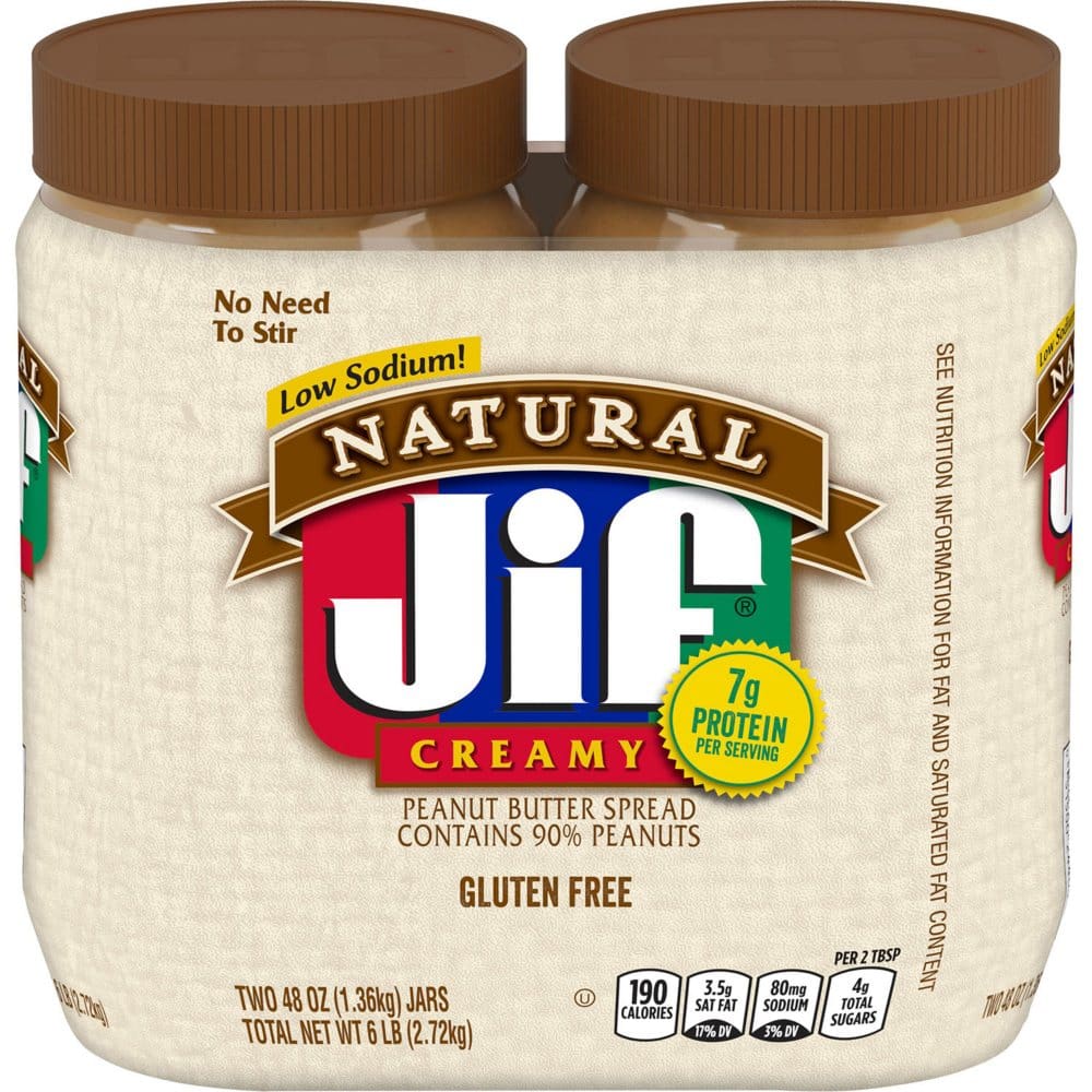 Jif Natural Creamy Peanut Butter (48 oz., 2 pk) | ShelHealth