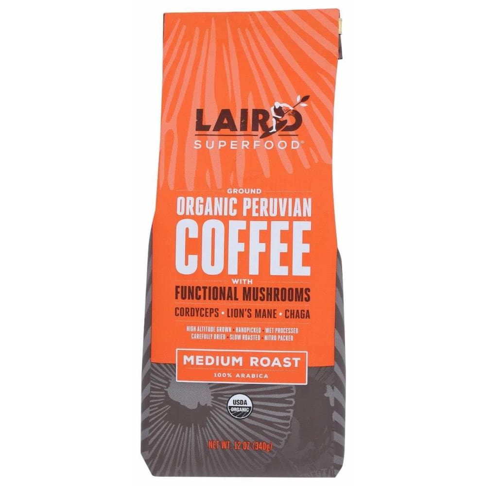 Laird Superfood Coffee Med Ground Mushroom, 12 Oz | ShelHealth