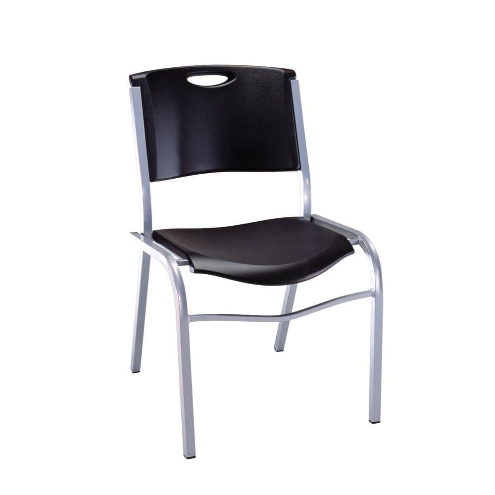 Lifetime Plastic Stacking Chair /Black & Silver - Commercial | ShelHealth