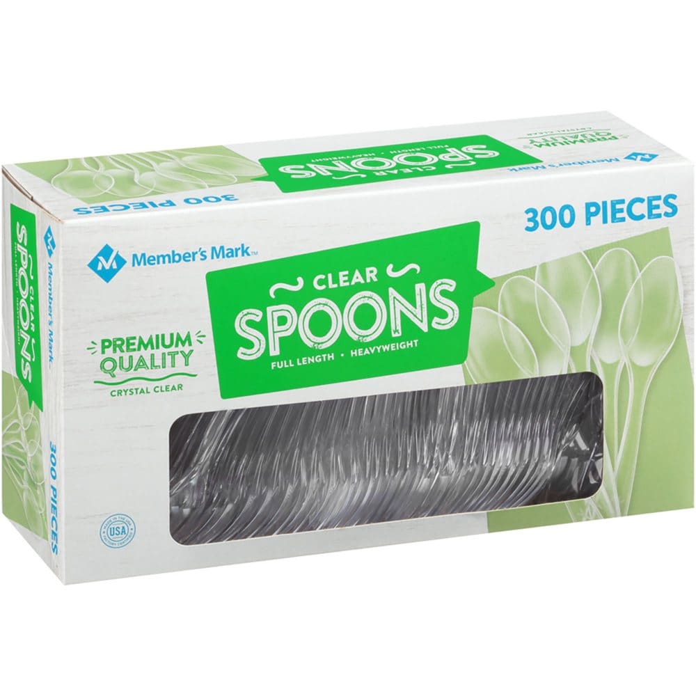 Member's Mark Clear Plastic Spoons, Heavyweight (300 ct.) | ShelHealth