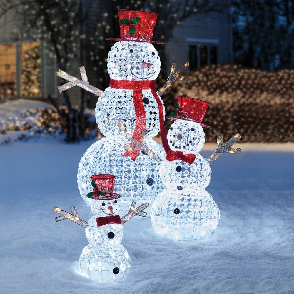 Member's Mark Crystal Beaded Twinkling Snowman Family, Set of 3 ...