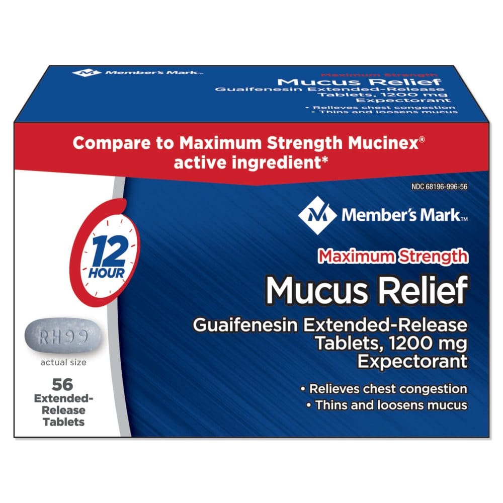 Member's Mark Mucus Relief ER Max Strength Tablets (56 ct.) | ShelHealth