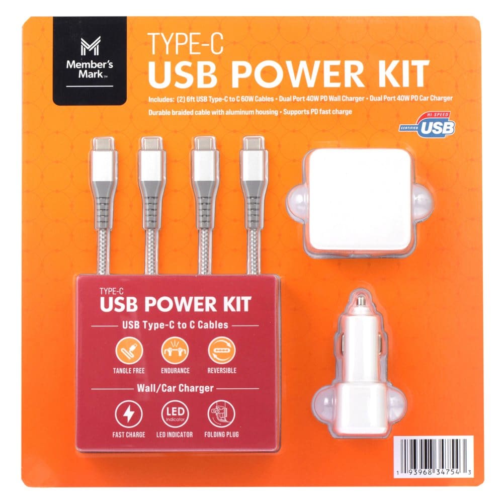 Member's Mark USB PD Power Pack for Type-C Devices - With Car & Wall ...