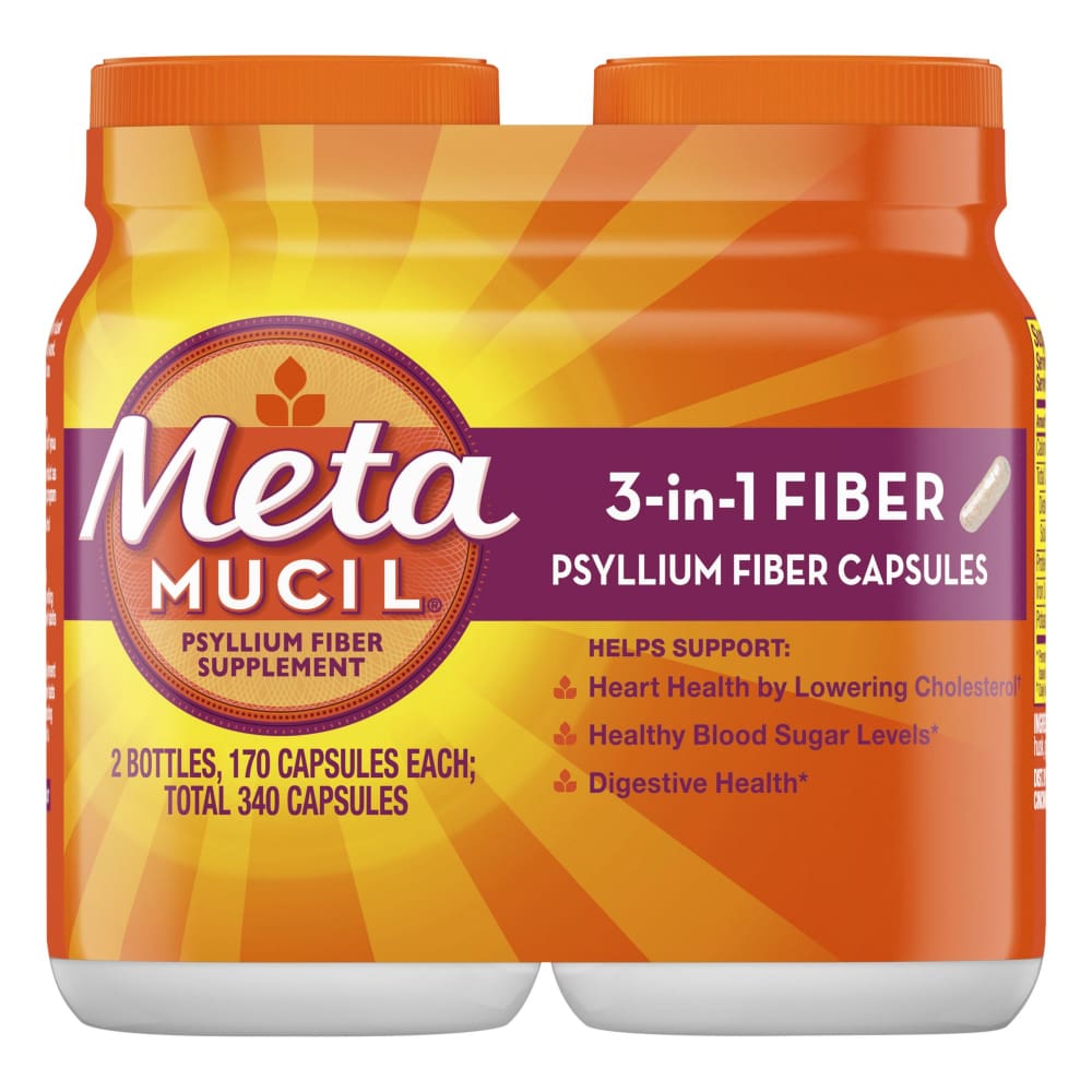 Metamucil Psyllium Fiber Supplement Capsules, 2 pk./170 ct. | ShelHealth