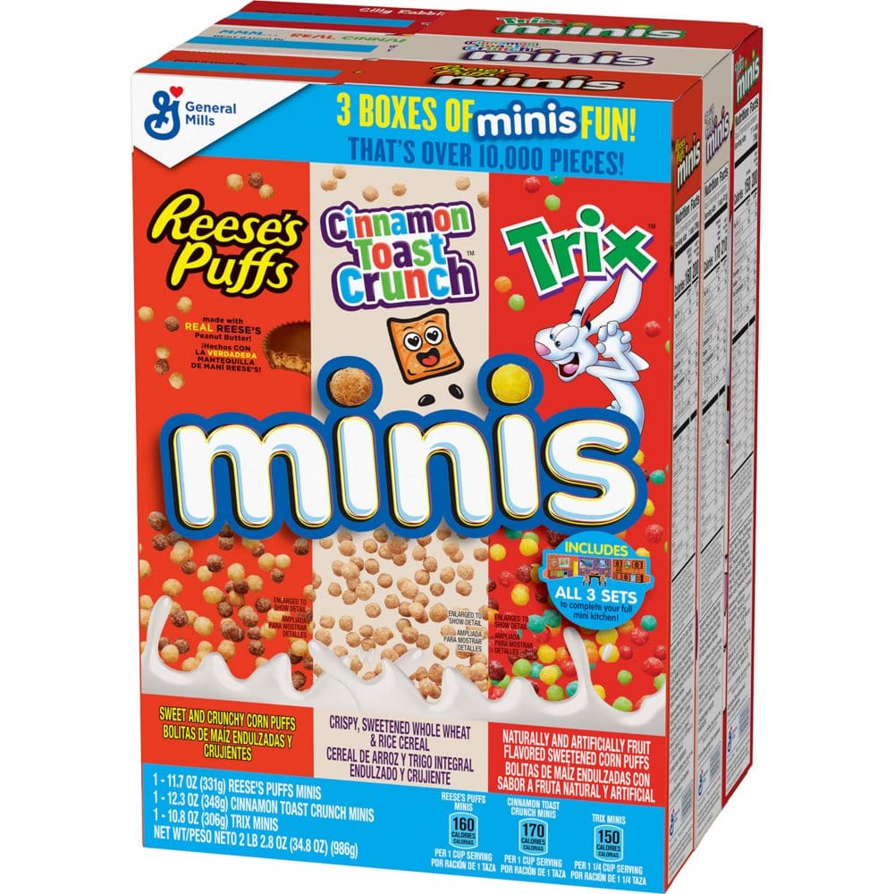 Mini Cereals Variety Pack, Cinnamon Toast Crunch, Trix, Reese's (3 pk ...