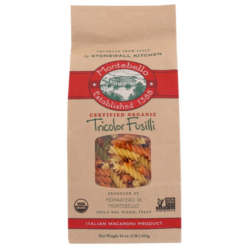 MONTEBELLO: Pasta Fusilli Tricolor, 16 OZ (Pack of 4) | ShelHealth