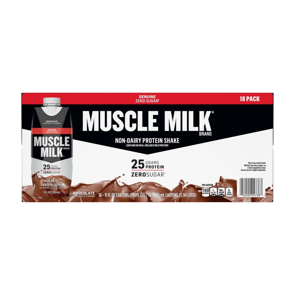 Muscle Milk Genuine Chocolate Protein Shake, 18 ct. | ShelHealth