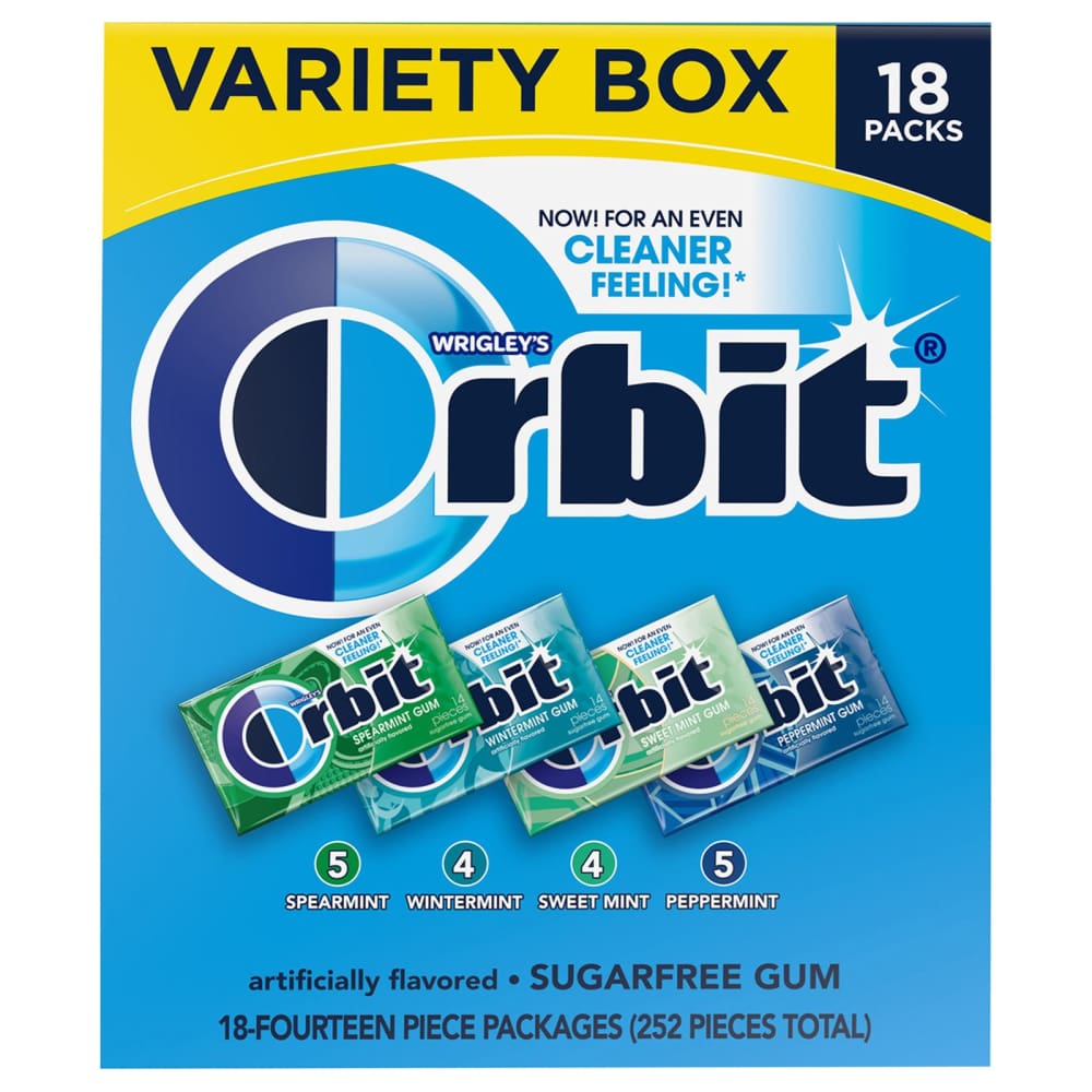 Orbit Gum Sugar-Free Mint Chewing Gum Bulk Variety Pack, 18 pk ...