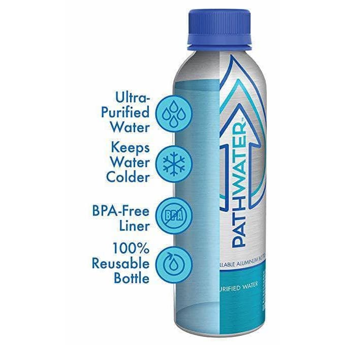 Pathwater Purified Water Aluminum Bottle, 25 fo (Case of 4) | ShelHealth