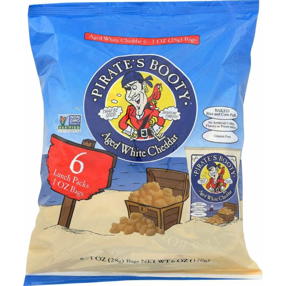 Pirate's Booty Aged White Cheddar Snacks Rice and Corn Puffs, 6 Count ...