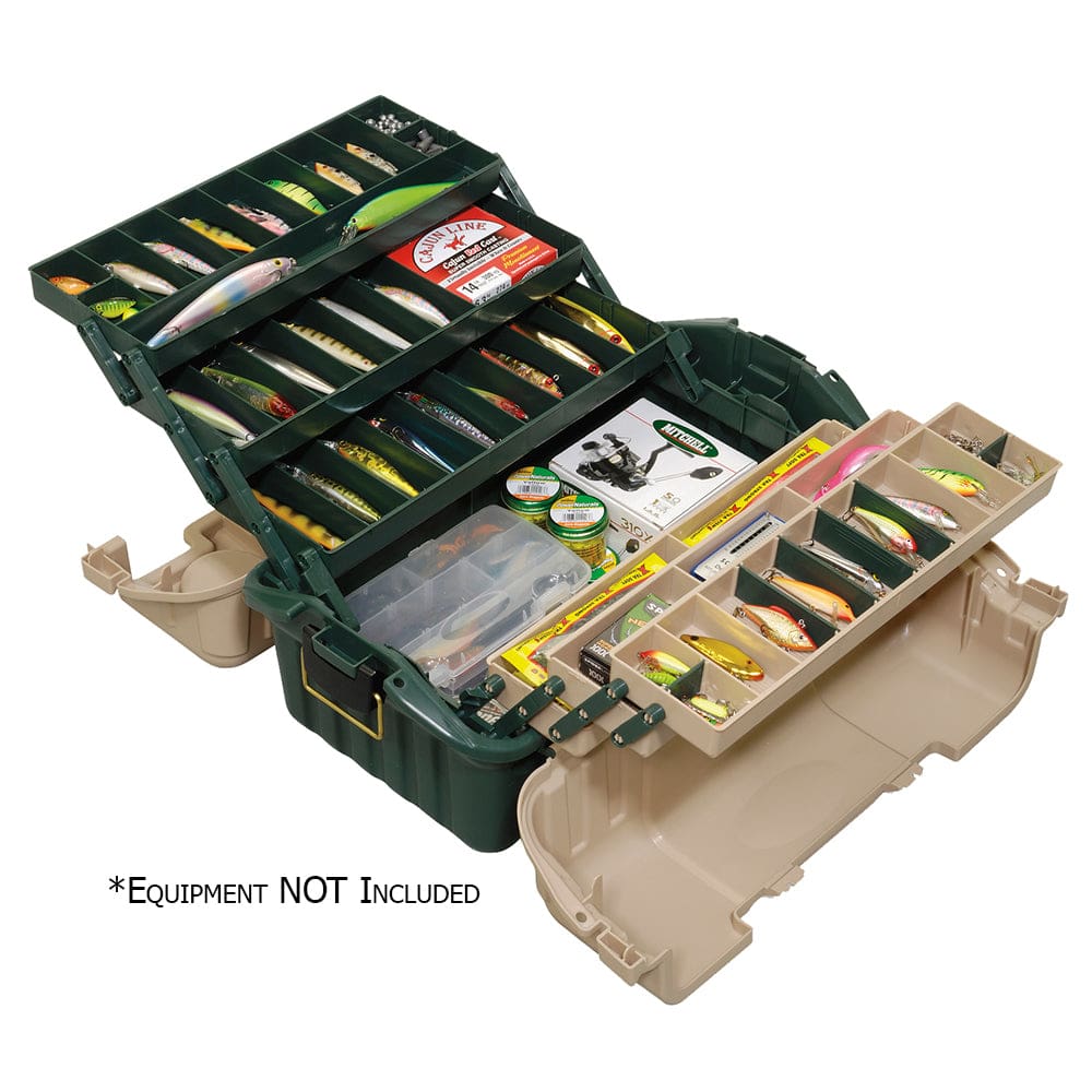 Plano Hip Roof Tackle Box w/ 6-Trays - Green/ Sandstone | ShelHealth