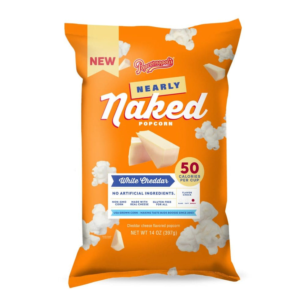 Popcornopolis Nearly Naked White Cheddar Popcorn (14 oz.) | ShelHealth
