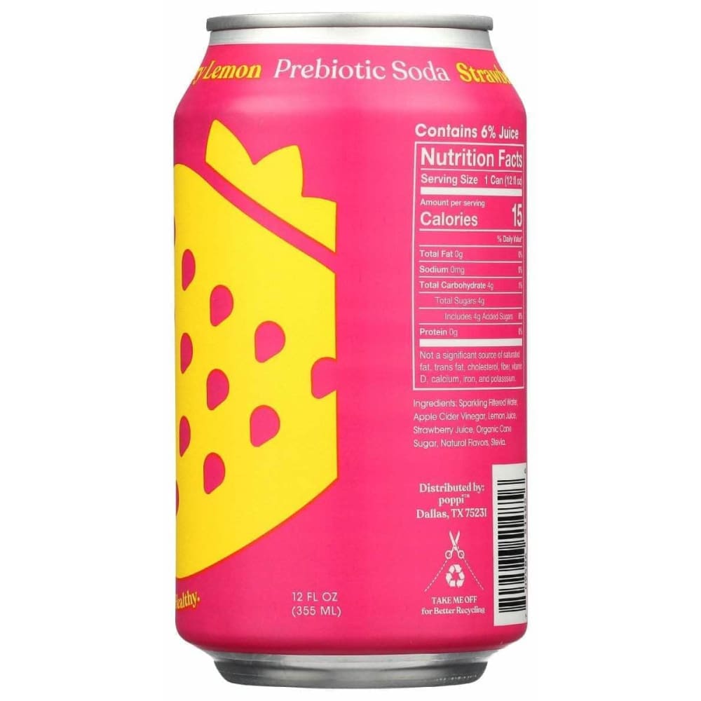 Poppi Drink Probiotic Strawberry Lemonade, 12 Fo (Case of 5) | ShelHealth