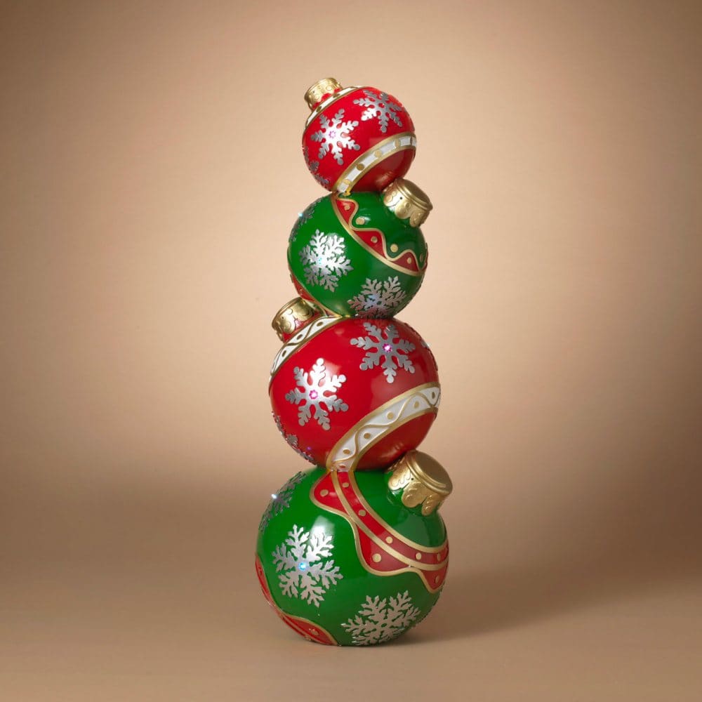 Pre-Lit Stacked Red and Green Ornaments | ShelHealth