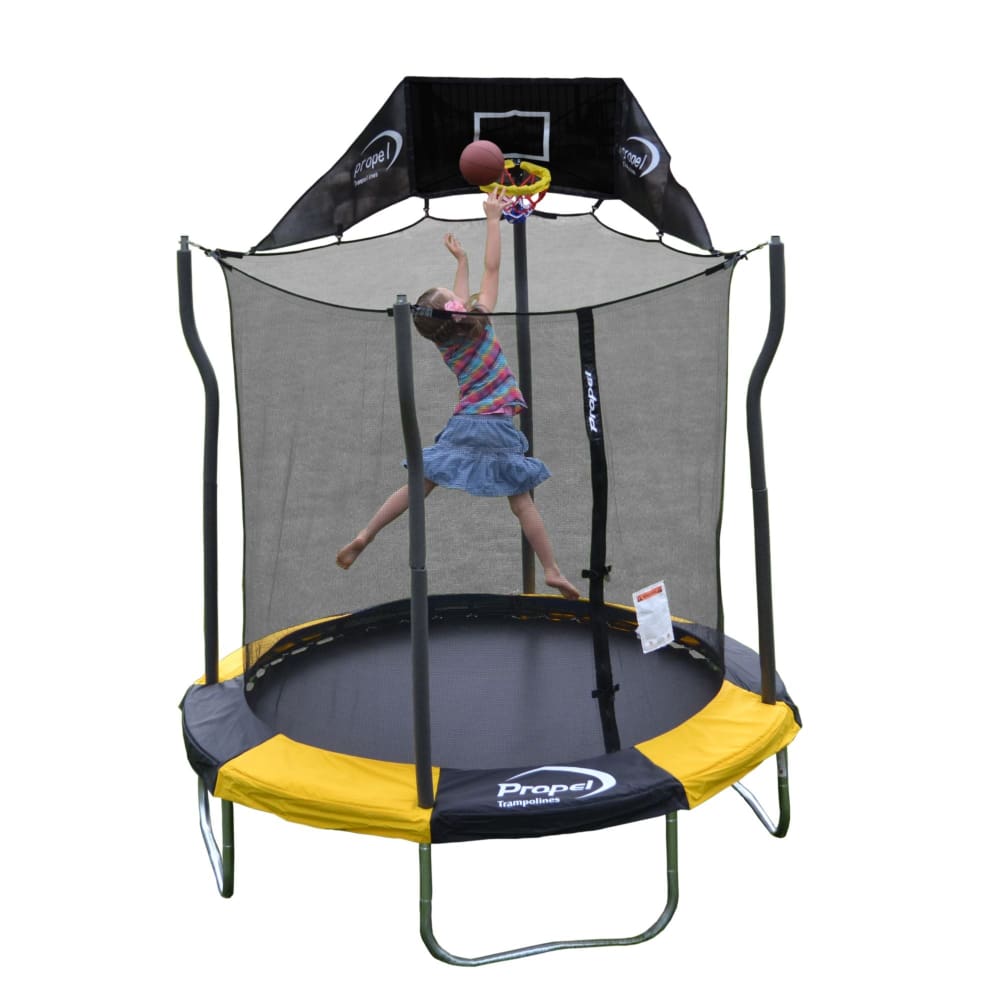 Propel Trampoline 7' Round Trampoline with Safety Enclosure and Jump-N ...