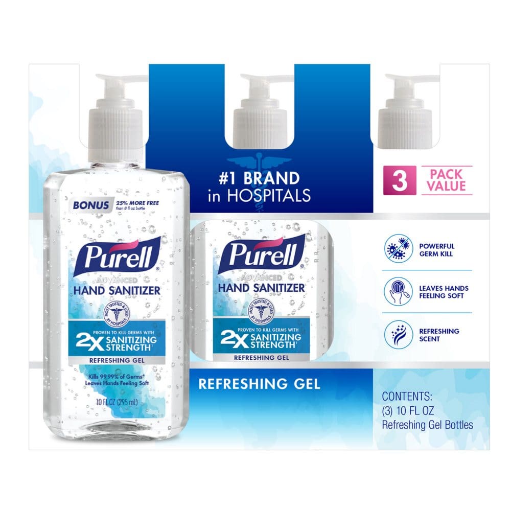 Purell Advanced Hand Sanitizer Refreshing Gel (10 fl. oz., 3 pk.) (Pack ...