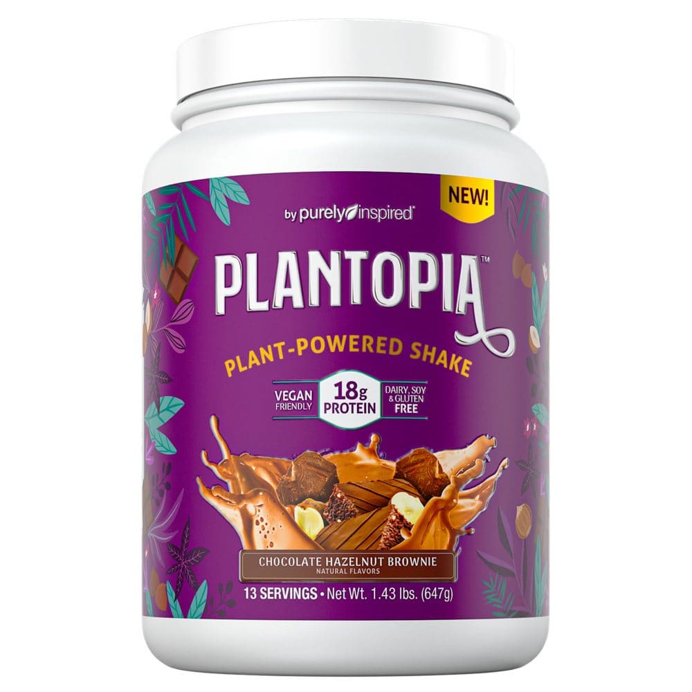 Purely Inspired Plantopia Plant Based Protein Powder Chocolate Hazelnut (1.43 lbs.) | ShelHealth