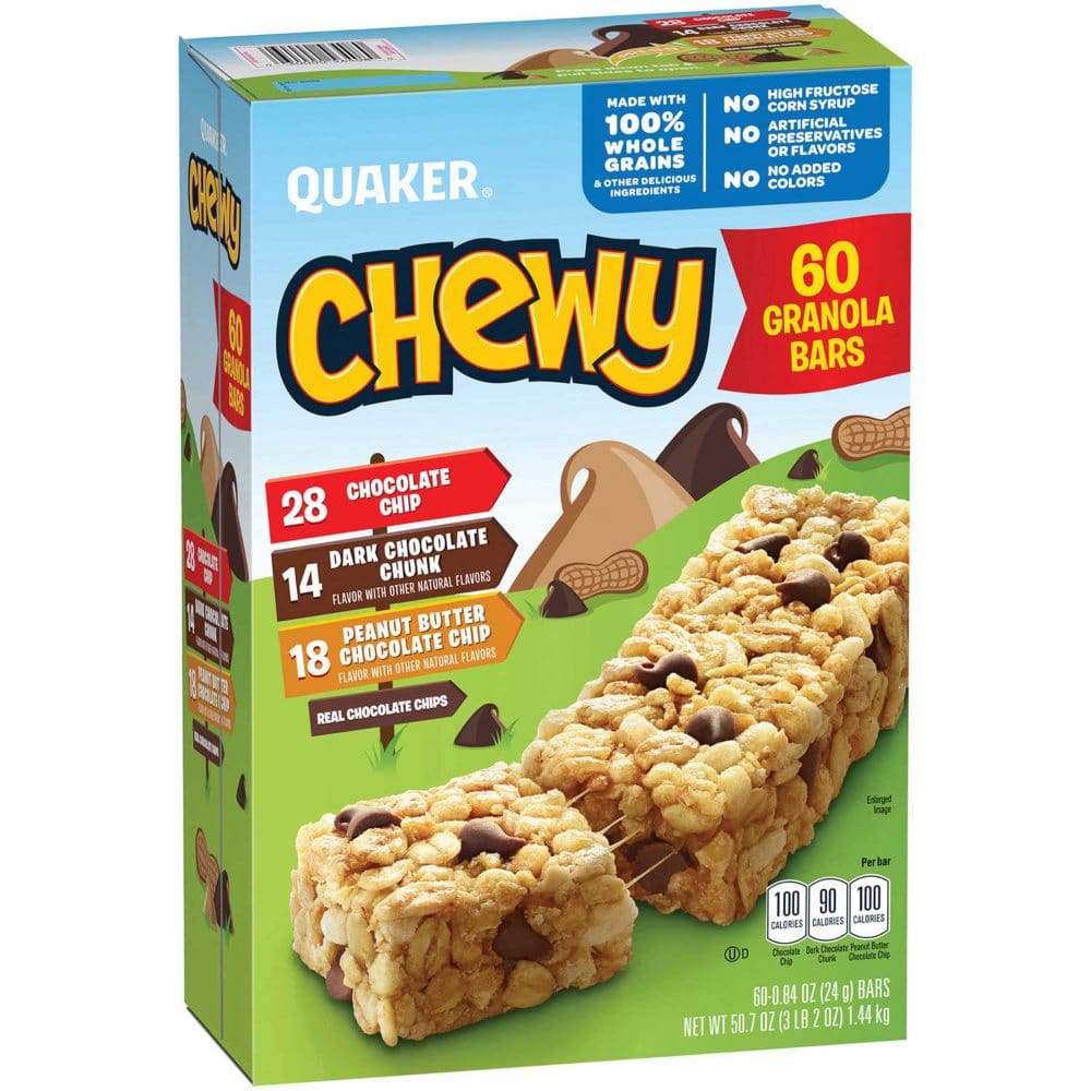 Quaker Chewy Granola Bars, Variety Pack (60 pk.) | ShelHealth
