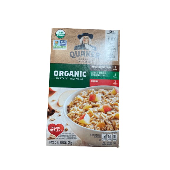 Quaker Instant Oatmeal, Organic, Variety Pack, 8 Packets | ShelHealth