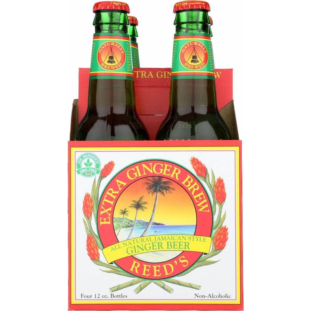 Reed's Inc Extra Ginger Brew Beer Pack of 4 (12 oz each), 48 oz (Case ...