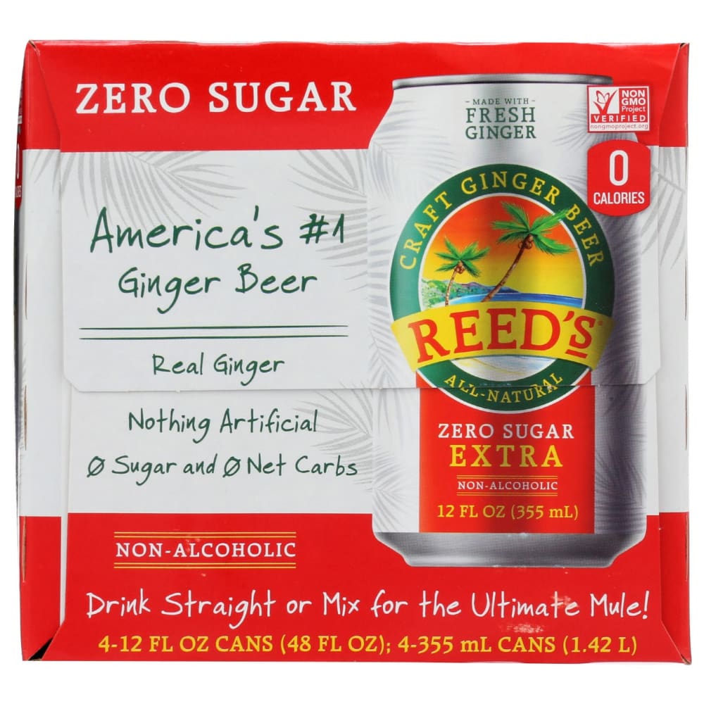 REEDS: Soda Ginger Extra Zero, 48 fo (Case of 3) | ShelHealth