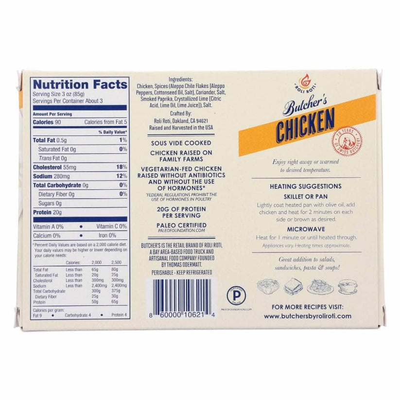 Roli Roti Butcher's Chicken Chile Limon Sous Vide, 9 oz (Case of 2 ...