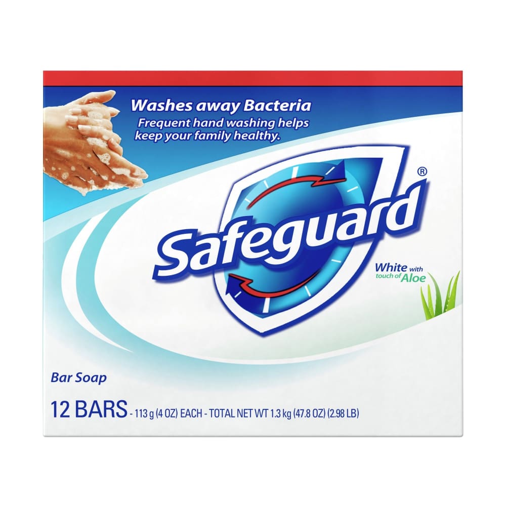 Safeguard Deodorant Bar Soap, White with Aloe 4 oz, 12 ct. | ShelHealth