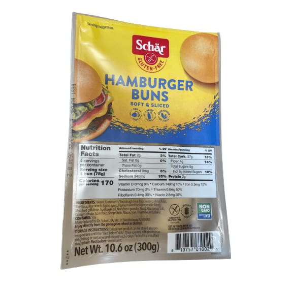 Schar Gluten Free Soft & Sliced Hamburger Buns, 10.6 oz Bag | ShelHealth