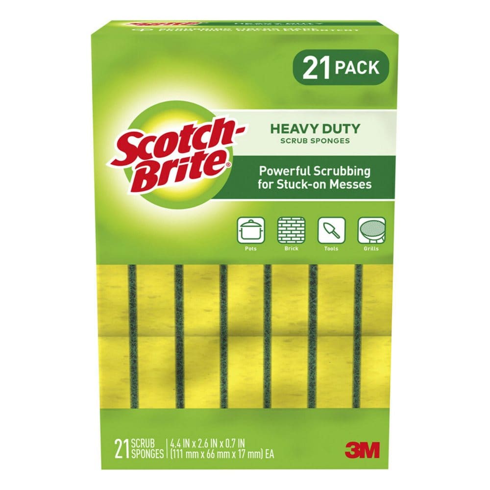 Scotch-Brite Heavy Duty Scrub Sponges, Individually Wrapped, 21/Pack ...