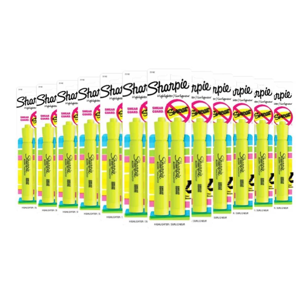 Sharpie Fluorescent Yellow Highlighters 2 ct ea - 12 Pack | ShelHealth