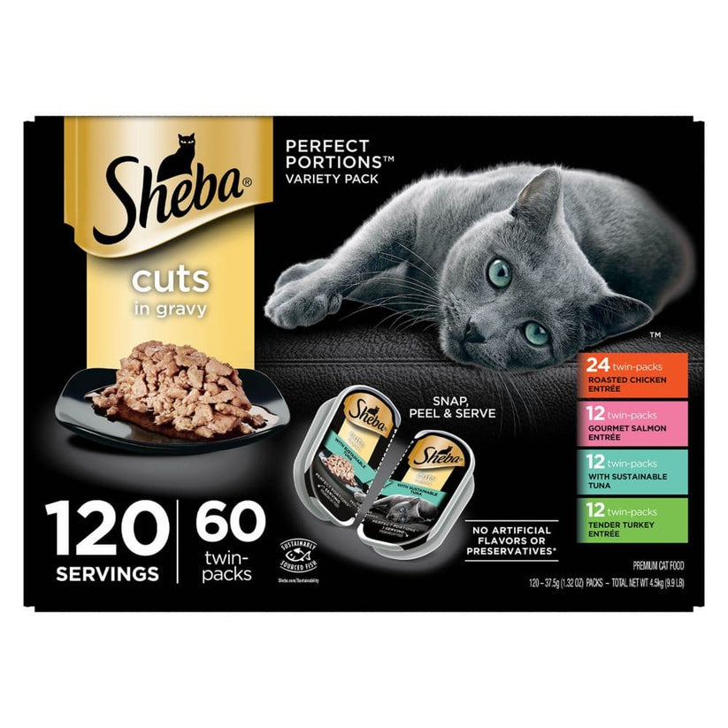 Sheba Perfect Portions Wet Cat Food Trays, Variety Pack (60 ct., 2.6 oz ...