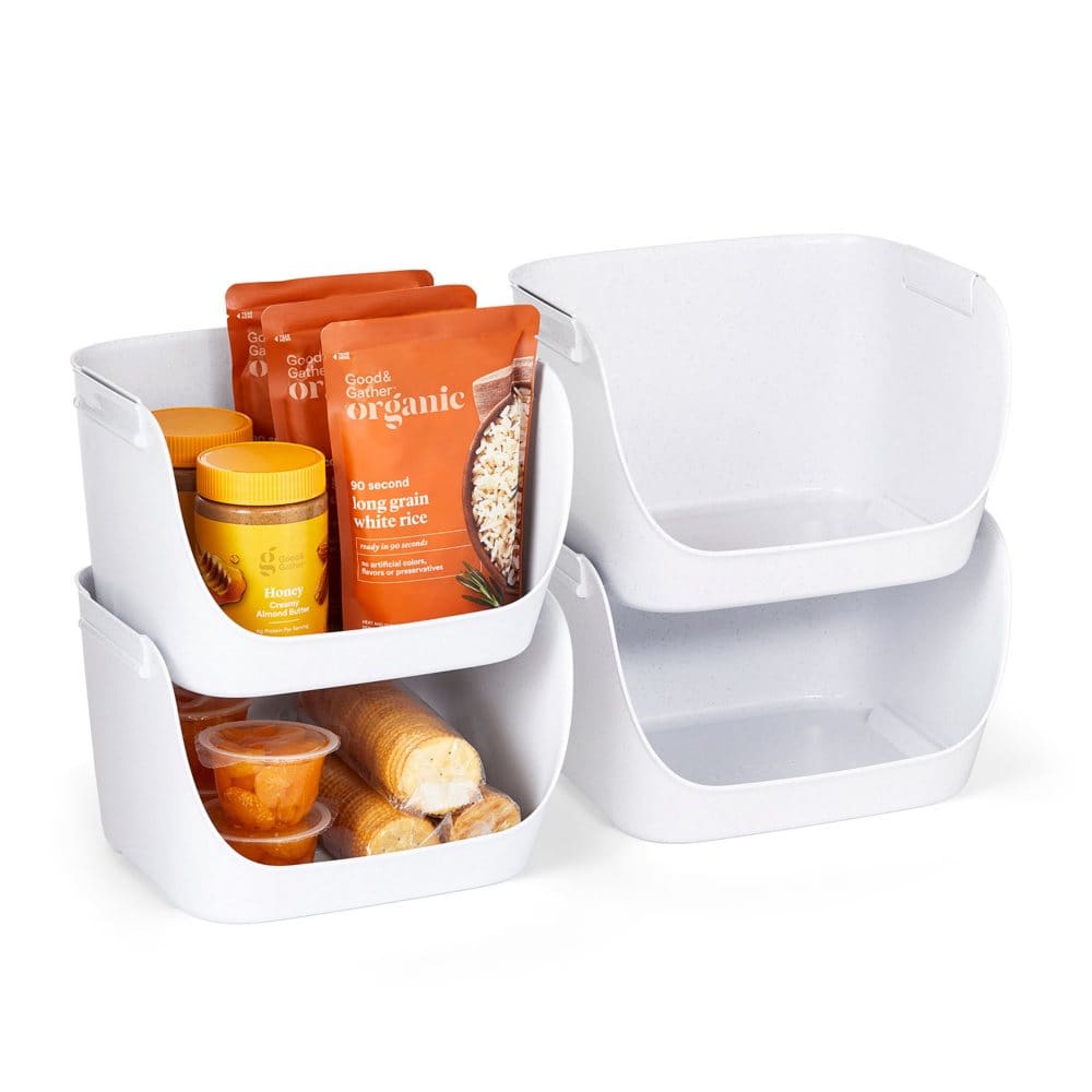 ShelfBin 4-Piece Stacking Pantry Bins Set | ShelHealth