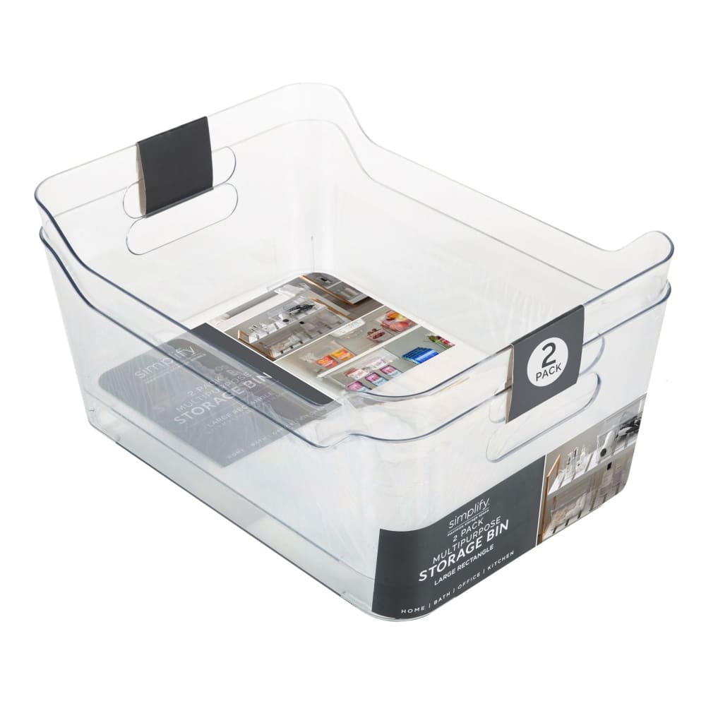 Simplify Large Clear Storage Bins, 2 Pk. | ShelHealth