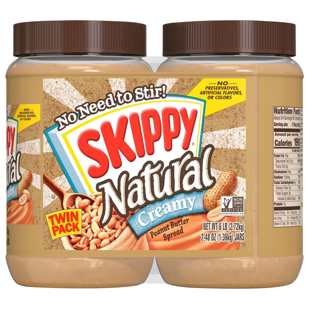 Skippy All Natural Peanut Butter, 2 pk./48 oz. | ShelHealth