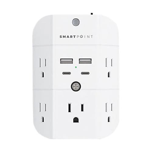 Smartpoint 5-Outlet Power hub with USB Ports and Automatic Night Light ...
