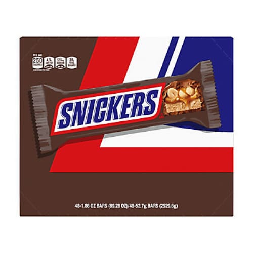 Snickers Chocolate Candy Bars, Full-Size Bulk Pack, 48 ct./1.86 oz ...