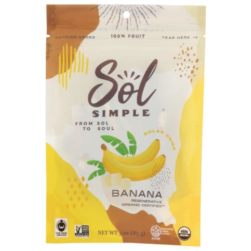 SOL SIMPLE: Solar Dried Banana Organic Regenerative Certified, 3 oz ...