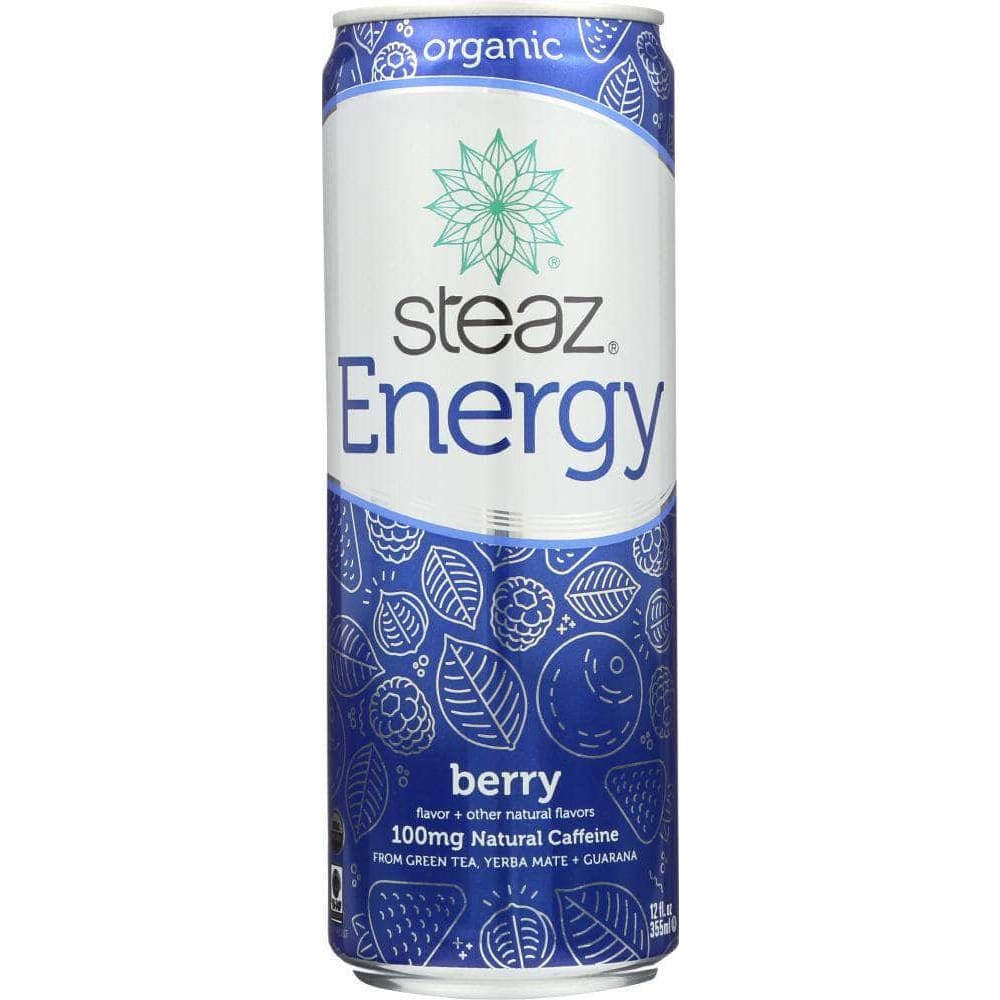 Steaz Green Tea Soda Organic Energy Drink Berry, 12 oz (Case of 5 ...