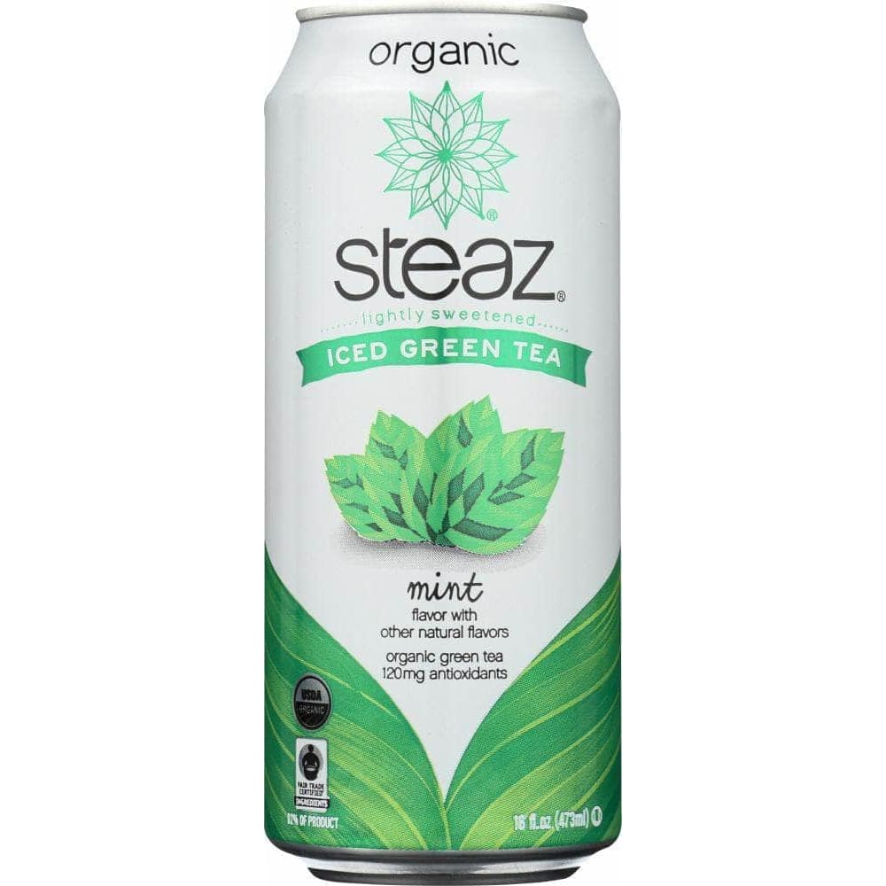 Steaz Organic Iced Green Tea Mint Lightly Sweetened, 16 oz (Case of 5 ...