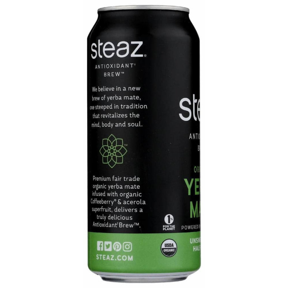 STEAZ: Organic Unsweetened Half & Half Yerba Mate, 16 oz (Case of 5 ...