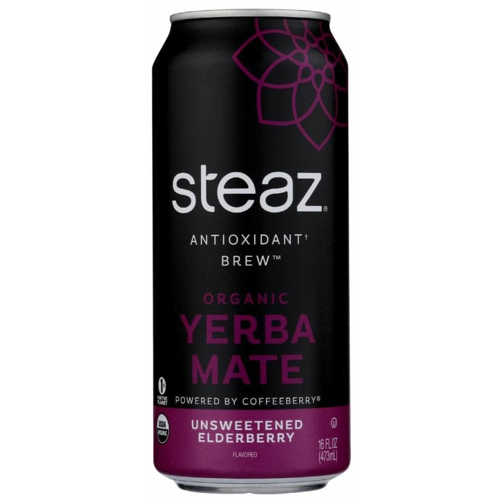 STEAZ: Unsweetened Elderberry Yerba Mate, 16 oz (Case of 5) | ShelHealth