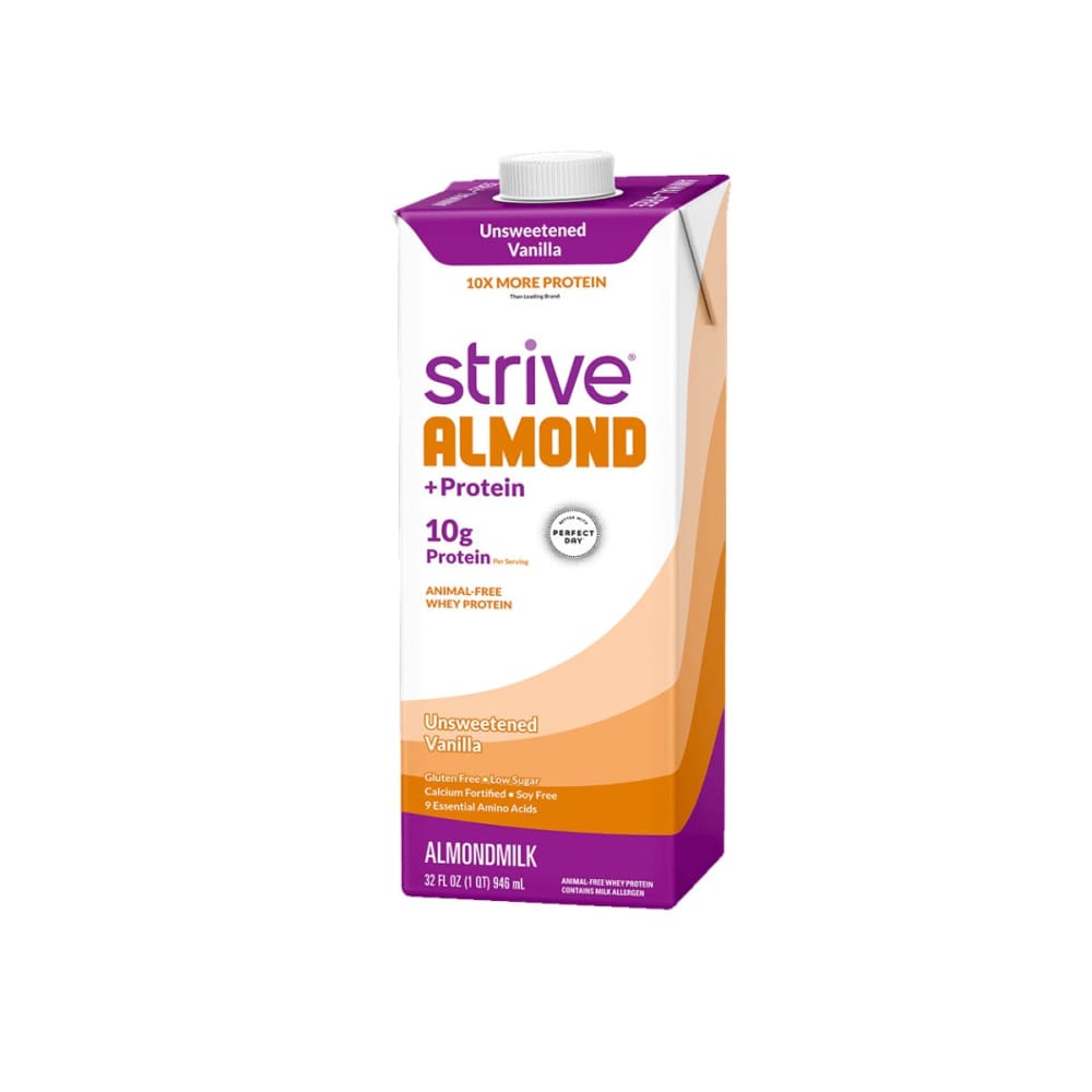 STRIVE: Almondmilk Unsweetened Vanilla Plus Protein, 32 fo (Pack of 4 ...