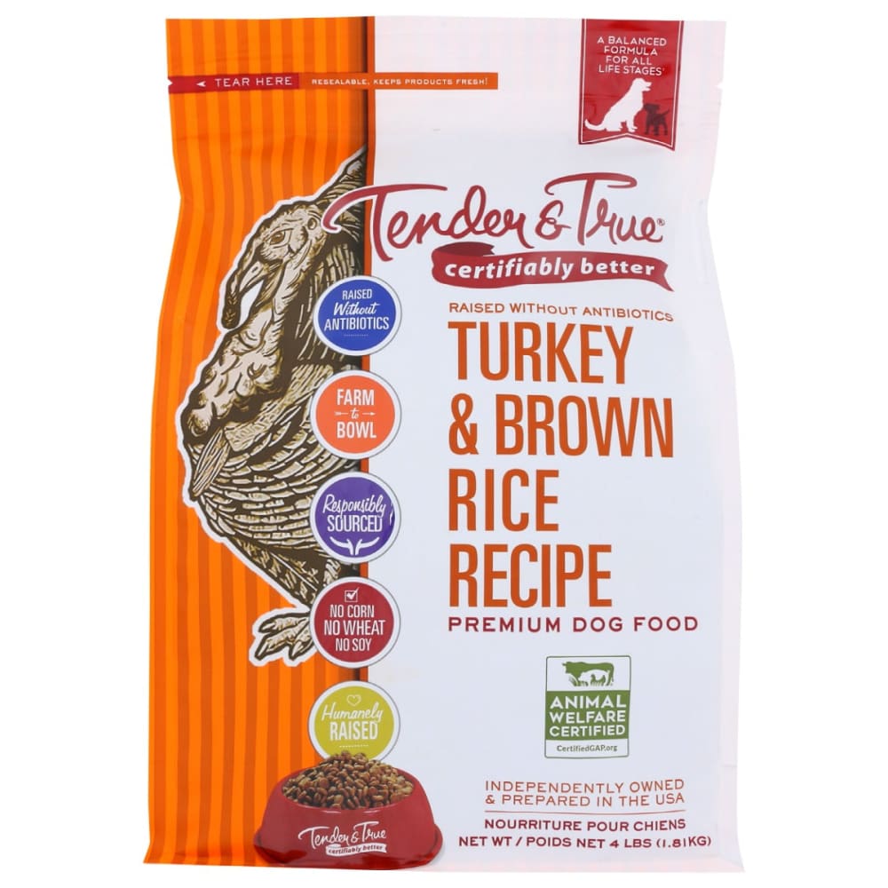 TENDER AND TRUE: DOG FOOD TURKY BROWN RICE (4.000 LB) | ShelHealth