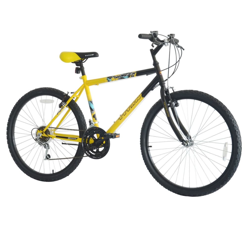 Titan Pioneer Hardtail Men's 26" 12-Speed Mountain Bicycle - Yellow ...