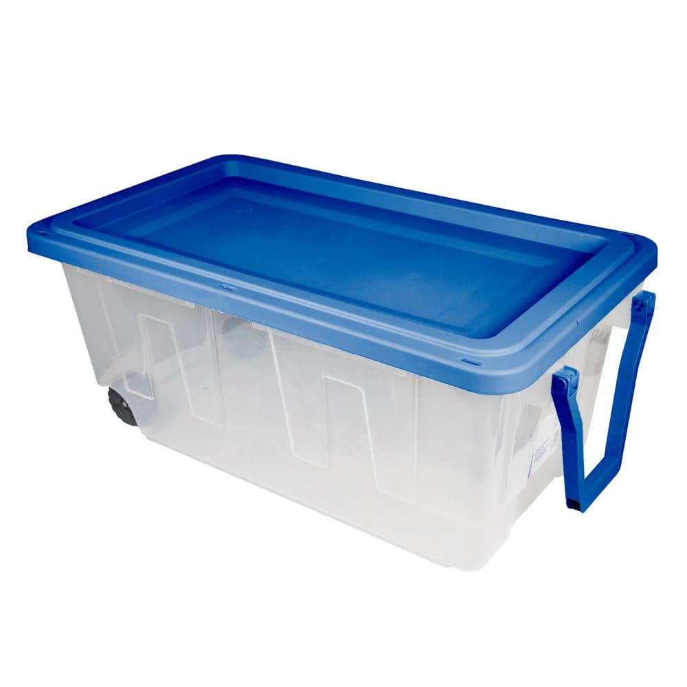Tough Box 160 Quart Heavy-Duty Storage Tote, Clear Base/Blue Lid ...