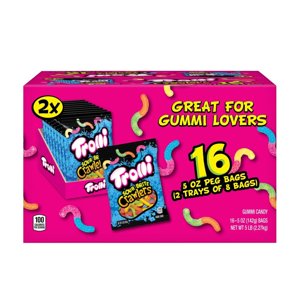 Trolli Sour Brite Crawlers Gummy Worms Candy, 16 pk./5 oz. | ShelHealth
